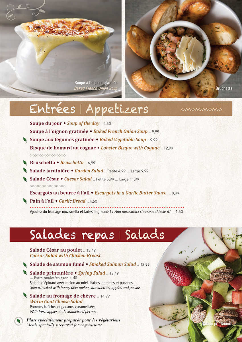 Menu - Montreal | Chez Suzette