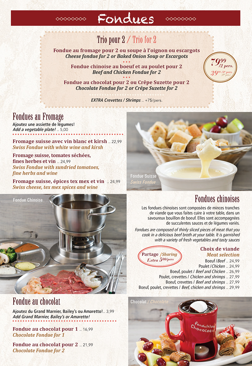 Menu - Montreal | Chez Suzette